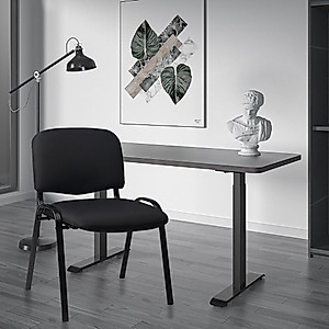 CLATINA Stackable Waiting Room Chairs Fabric Black Reception Chair Metal with Thickened Seat Back Cushion for Waiting Conference Room Guest Chairs(1 Pack)