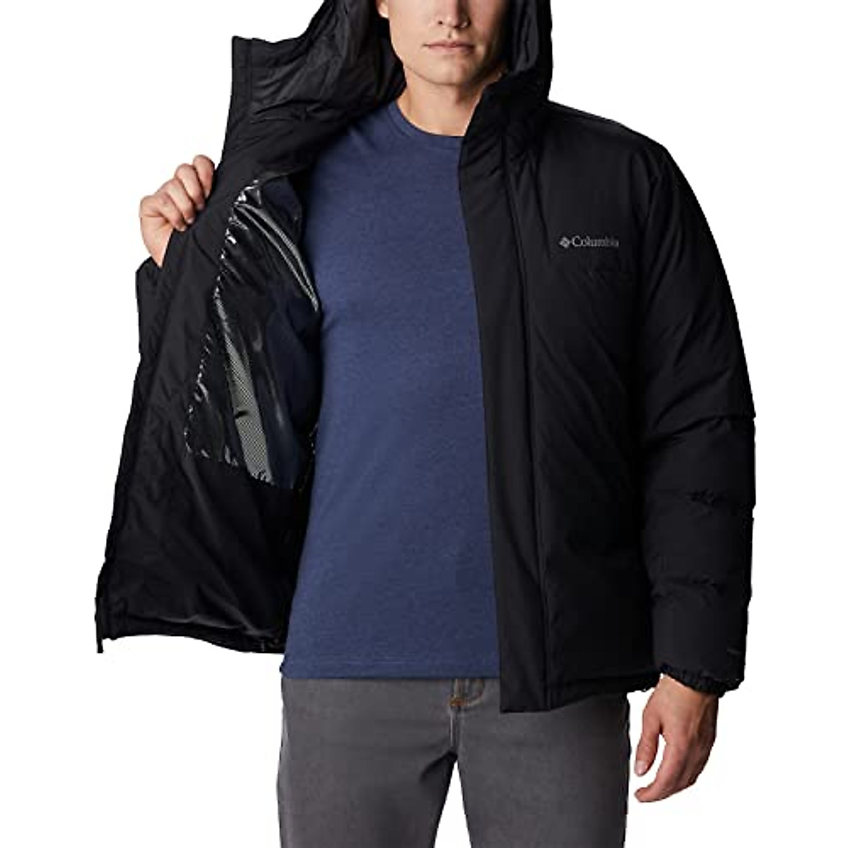 Columbia Men's Aldercrest Down Hooded Jacket, Black, X-Large