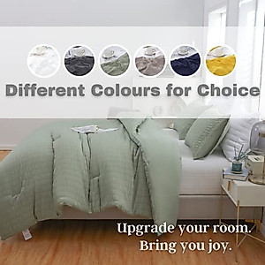 HAOWANER Sage Green Comforter King, 3 Pieces Sage Comforter Set King, Sage Green King Comforter Set King Sage, 90"x104" Green King Size Comforter Set, King Comforter Green King Bedding Set Sage