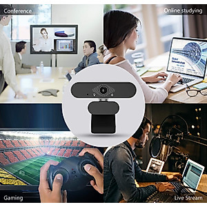 Wennyn Webcam 1080P HD with Microphone & Privacy Cover, USB Web Cam with Live Streaming HD Video for Mac, PC, Computer and Laptop, Wide Angle Lens 1080P Web Camera with 360 Degree Flexible Mount