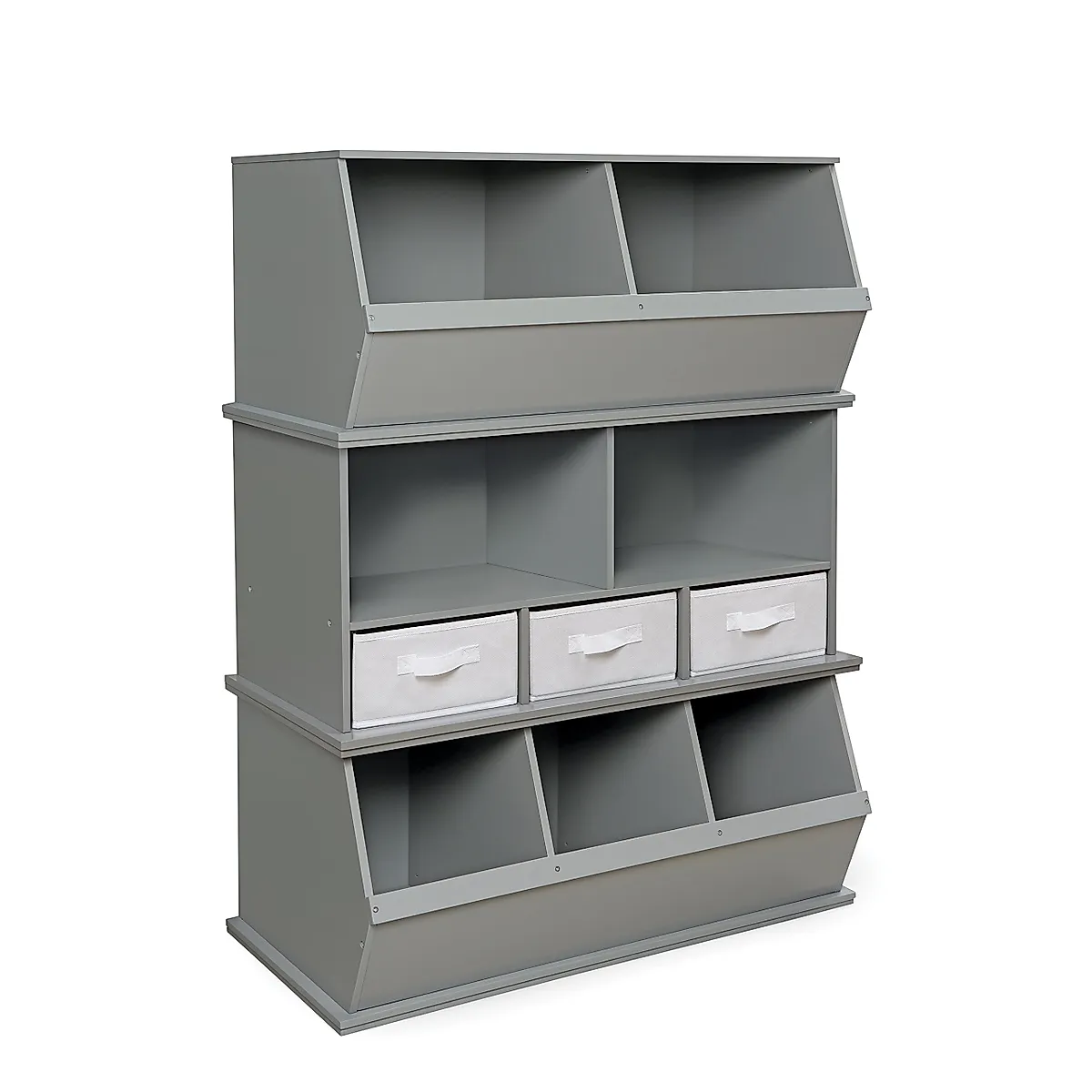Stackable Wooden 2 Bin Open Storage Toy Organizing Cubby