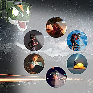 COSOOS LED Headlamp for Kids Flashlight Camping Gear, Roar & Silent Mode, Outdoor Toy Head Lamp for Boy Girl Toddler, 3.4oz Lightweight Headlight, Birthday Gift - Battery Included