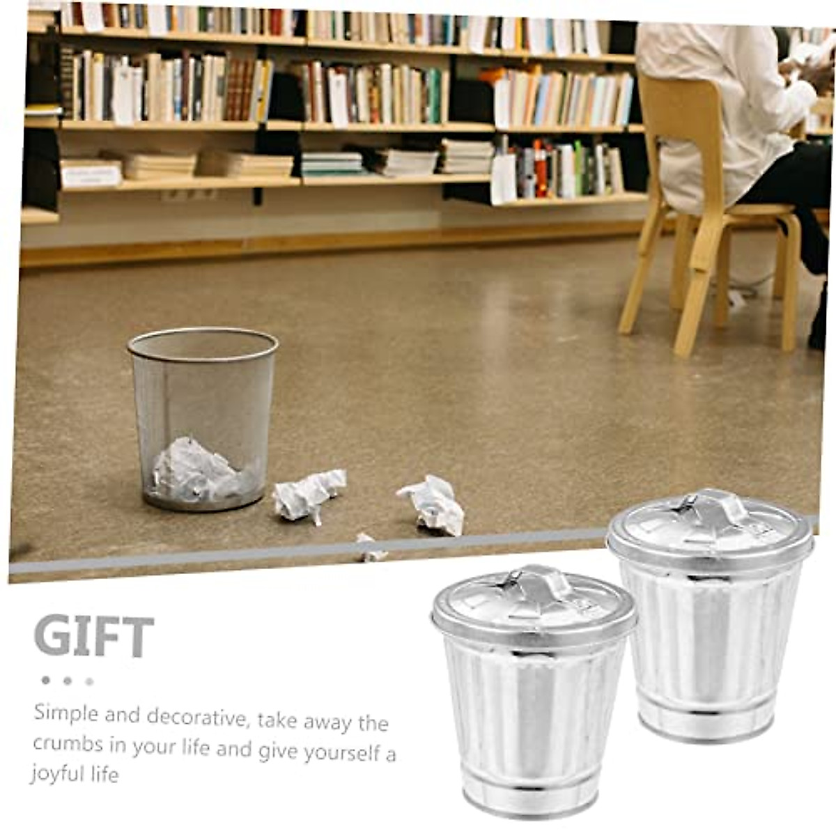 SOESFOUFU 2pcs Tin Bucket with Lid Laundry Hamper with Lid Galvanized Bucket Laundry Basket Galvanized Pot Mini Garbage Tin Garbage Can with Lid Waste Can Desktop Trash Container