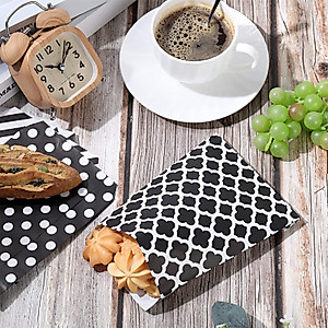 400 Pcs 5 x 7 Inch Paper Treat Bag Black and White Candy Bags Disposable Flat Paper Small Cookie Buffet Snack Packaging for Baked Goods Wedding Food Sandwich