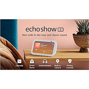 Amazon Echo Show 5 (3rd Gen, 2023 release) | Smart display with 2x the bass and clearer sound | Glacier White