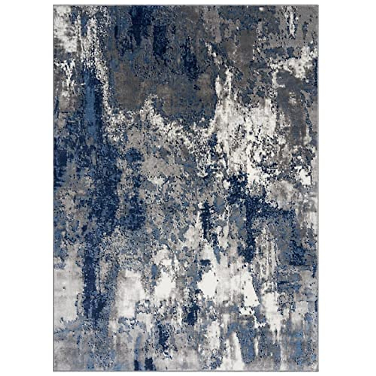 LUXE WEAVERS Cambridge Collection Modern Blue 5x7 Distressed Abstract Area Rug