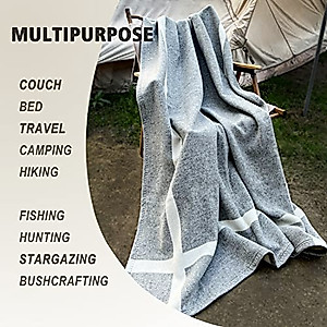 70% Wool Blanket Throw, Warm, Thick, Soft, Washable, 55" x 70", Great for Camping, Outdoors, Travel, Couch, Bedding with Exquisite Box for Gift