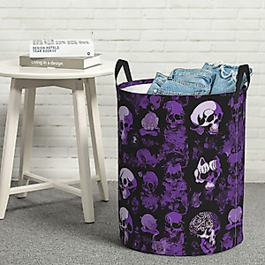 Mlmnbvc Laundry Baskets with Handles Waterproof Large Storage Basket, Collapsible Laundry Hampers, Laundry Room Organization & Apartment Essentials - Purple Black Goth Spooky, Medium