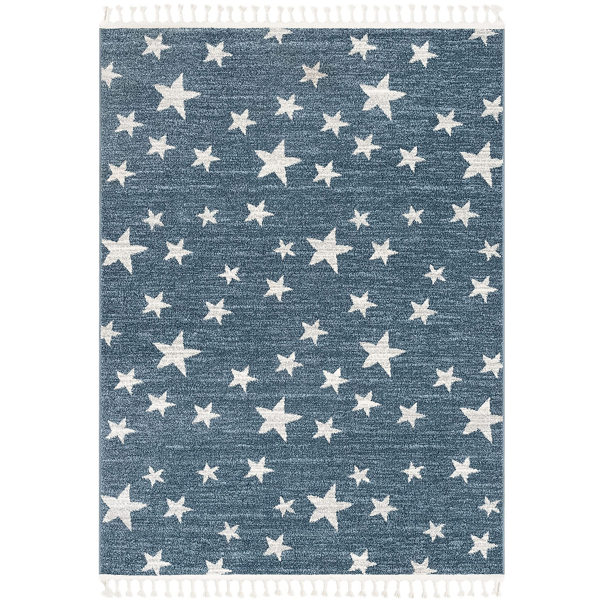 Well Woven Kosme Blue Geometric Star Pattern Stain-Resistant Area Rug 3x5 (3'11" x 5'3")