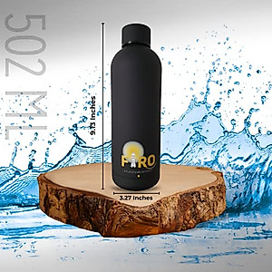 FARO Stainless Steel Water Bottle -17 Fl Oz- Double Layer Vacuum Insulated Reusable Thermos Leak Proof BPA Free thermoflask Hot Cold Water Bottles for Sport, Gym, Coffee, and School (BLACK)