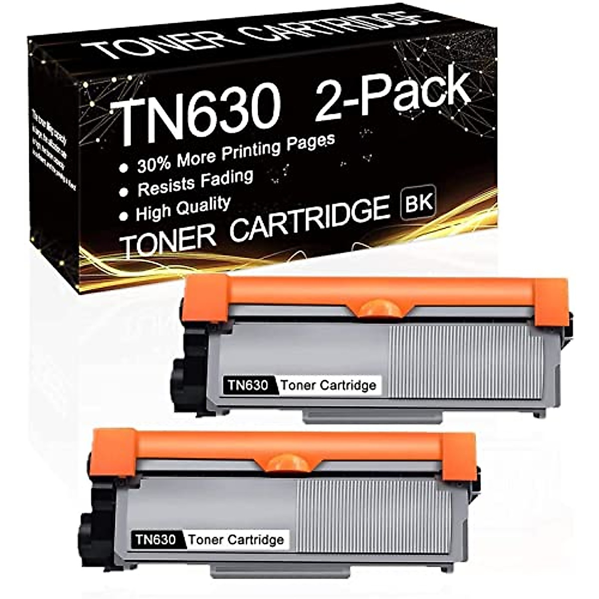 2 Pack TN-630 Black TN630 Compatible Toner Cartridge Replacement for Brother HL-L2300D HL-L2305W HL-L2315DW HL-L2320D MFC-L2680W MFC-L2685DW MFC-L2700DW DCP-L2520DW DCP-L2540DW Printers.