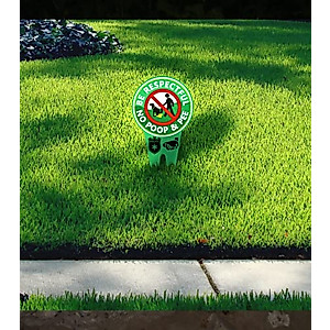 Be respectful dog sign, double sided sign, no pooping dog sign, Stay clean, Keep off grass sign
