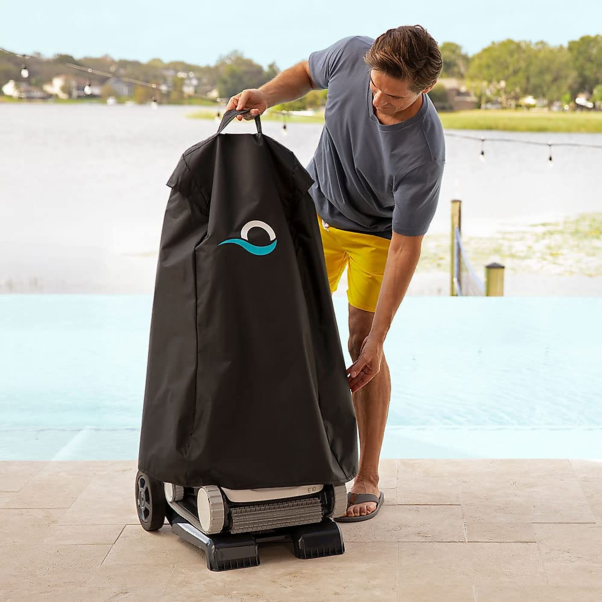 Dolphin (2025 Model) E10 Automatic Robotic Pool Vacuum Cleaner Includes Caddy and Classic Cover for Storage and Protection, Ideal for Above-Ground Pools up to 30 FT in Length