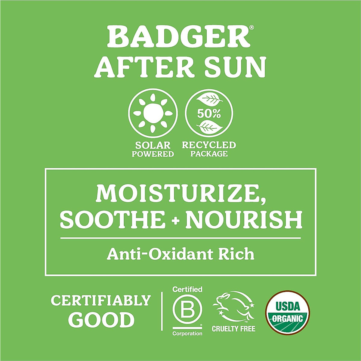 Badger - After Sun Balm, Blue Tansy & Lavender, Rescue Balm, Soothing & Cooling Balm for Tight Dry Skin After Sun Exposure, Certified Organic, 2 oz
