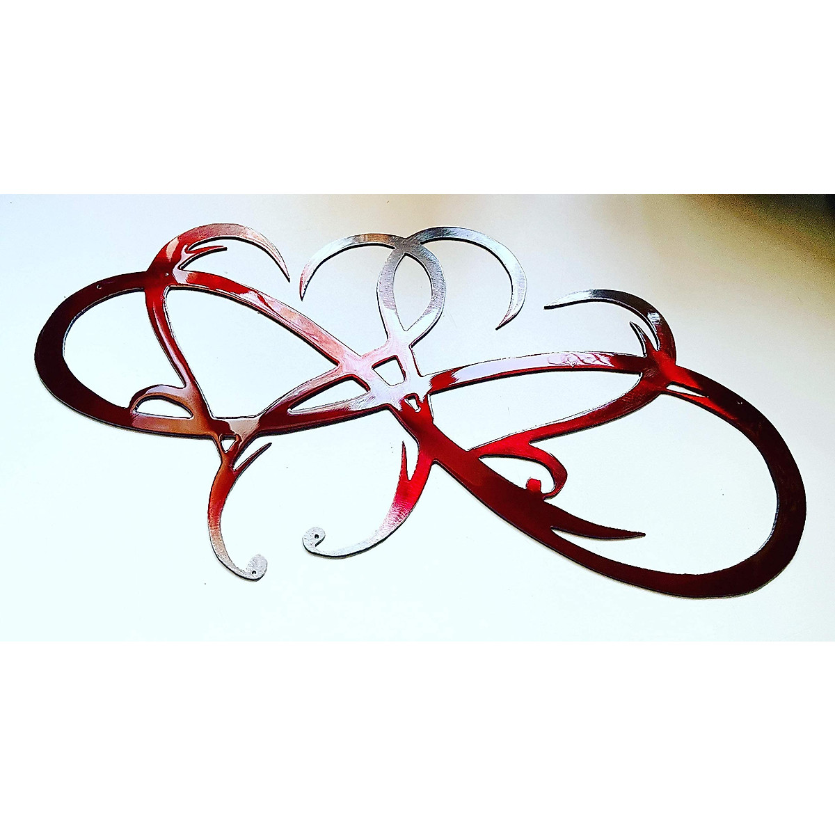 Dual Infinity Hearts Metal Wall Art Accent Two Hearts Become One