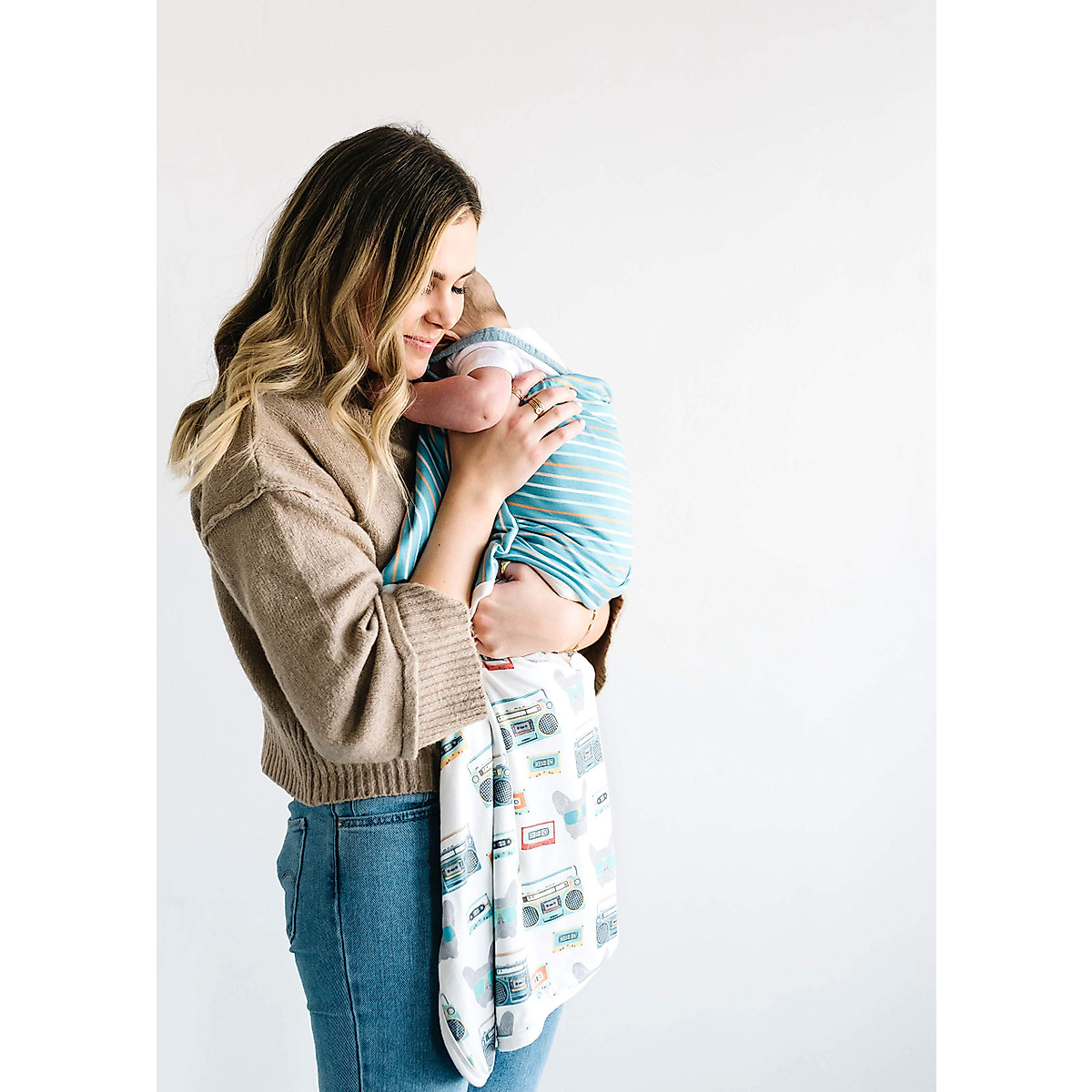 Copper Pearl Large Premium Knit Baby 3 Layer Stretchy Quilt Blanket Bruno