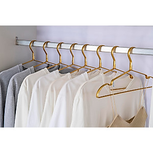 Matte Gold Aluminum Clothes Hangers, 16.5” Extra Smooth & Sturdy Metal Coat Shirt Dress Hanger, Light & Sturdy Metal Rack for Jacket Trouser Pant Slack 20 Pack HL07G