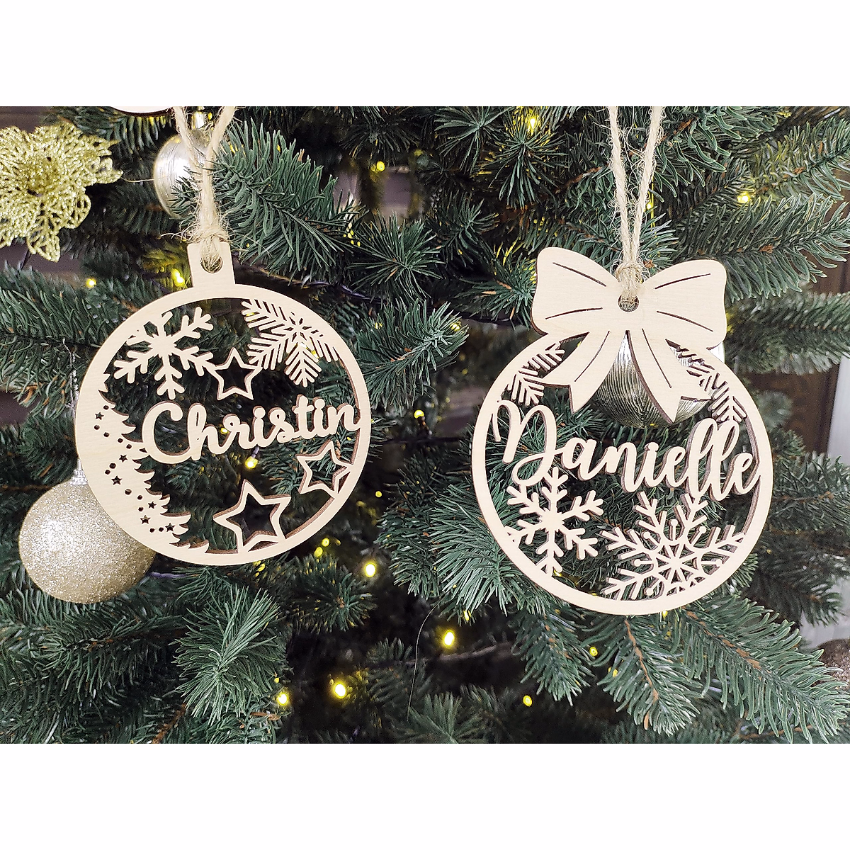 Wooden Personalized Christmas Ornaments with Name Family Christmas Ornaments for Kids Christmas Ball Ornaments Christmas Tree Ornaments Christmas Balls Custom Christmas Ornament with Name