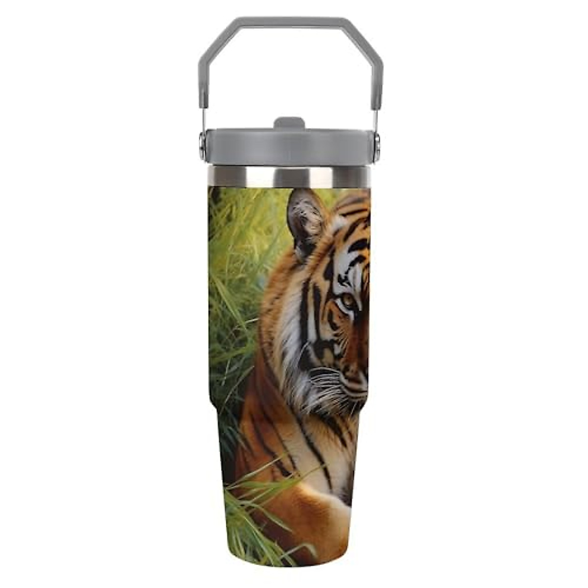 SYJTGDE Large Capacity Car Cup Tiger Laying On The Grass Fashionable Upgrade Car Cup Advanced And Beautiful Travel Cup