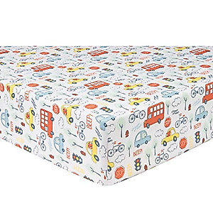 Sammy & Lou 2 Pack Microfiber Fitted Crib Sheets, Transportation pups