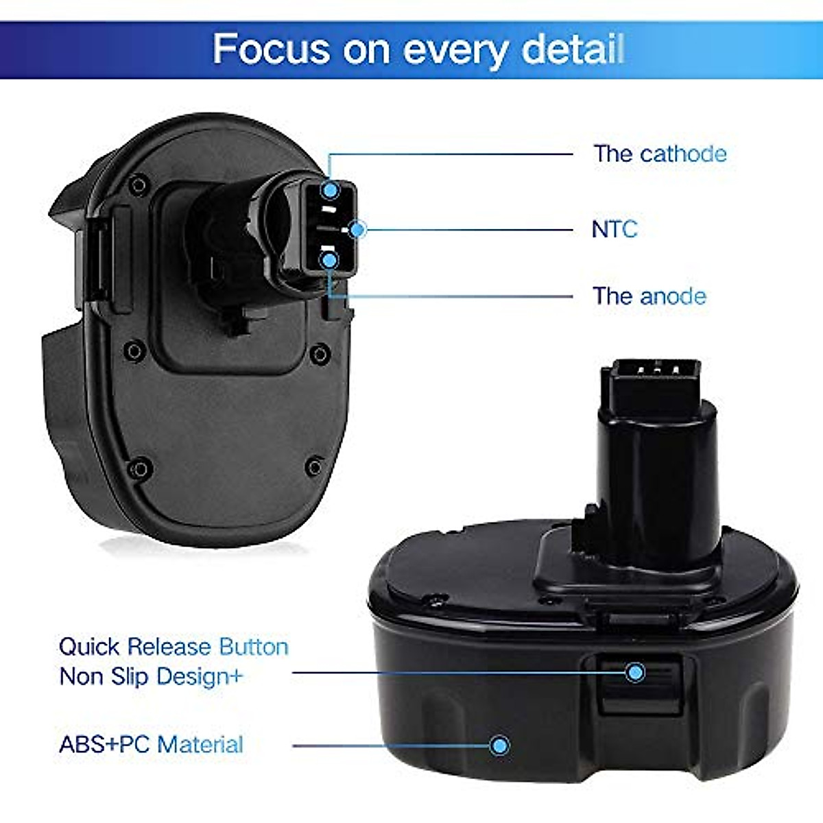 [Upgraded to 3600mAh] Ni-Mh Replacement Battery Compatible with Dewalt 14.4V Battery DC9091 DW9094 DC9091 DW9091 DW935 DE9038 DE9091 DE9092 Cordless Power Tools 1 Pack