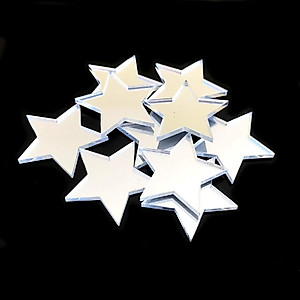 Super Cool Creations Star Shaped Crafting Mirrors, Set of 10, Many Colours, Shatterproof Acrylic, Silver Mirror, Pack of 10 x 8cm