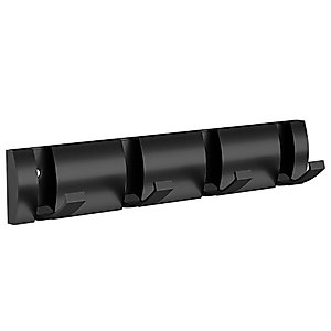 Wisfame Black Wall Coat Rack with 4 Folding Hooks, Modern Heavy Duty Coat Rack Wall Mount for Bathroom, Space Saving Hideaway Wall Hanger for Hanging Towel, Hats, Scarves, Umbrella and Keys