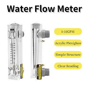 Water Meter, 1-10GPM 0.6MPa Knob Panel Type Liquid Meter, ZG1" Acylic Water Liquid Flowmeter for Measuring Rate of Liquid Medium