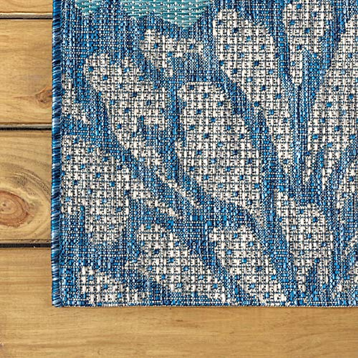 JONATHAN Y SMB110C-8 Zinnia Modern Floral Textured Weave Indoor Outdoor Area-Rug Bohemian Coastal Easy-Cleaning Bedroom Kitchen Backyard Patio Non Shedding, 8 X 10, Navy/Aqua