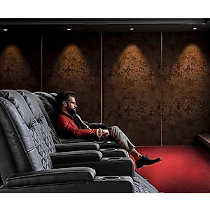 ANJ Power Recliner Chair Set of 3, PU Leather Electric Home Theater Seating with USB Ports and Cup Holders, Black Overstuffed Reclining Furniture with Hidden Arm Storage