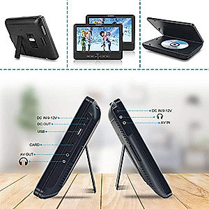 FANGOR 10’’ Dual Car DVD Player Portable Headrest CD Players with 2 Mounting Brackets, 5 Hours Rechargeable Battery, Last Memory, Free Regions, USB/SD Card Reader, AV Out&in (1 Player + 1 Screen)