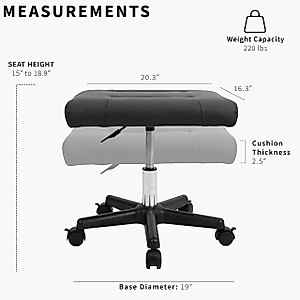 VIVO Mobile Footrest with Wheels, Ergonomic Rolling Ottoman Leg Rest for Work Comfort, Height Adjustable Computer Desk Stool with Thick Padding, Office Seat, Black, CHAIR-S04F