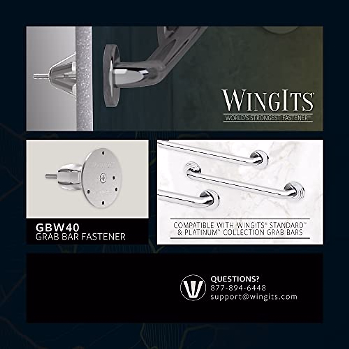 WingIts RC-SSBGBW40-2 The Beast Grab Bar Anchor, 4-Inch, Grey