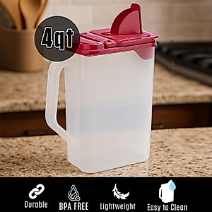 Buddeez Flour and Sugar Container - 4 Quart All Purpose Kitchen Organization and Storage Unit, Dry Storage Container For Kitchen, Large Food Storage Container for Organizing Your Pantry (Red Lid)