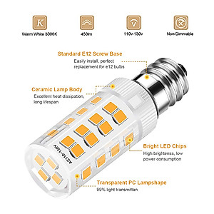 Amazing power E12 LED Bulbs, 5W LED Candelabra Bulbs 50W Equivalent Candelabra Base Light Bulb for Chandelier Lighting Warm White 6-Pack