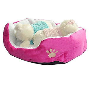 hbz11hl Ultra Soft Plush Cushion Pet Sleeping Bed Warm Mat Dog Cat Warm Kennel Pad Nest Dog Bed | Orthopedic Ultra Plush Sofa-Style Couch Pet Bed for Dogs & Cats, Gray, Large Rose Red S