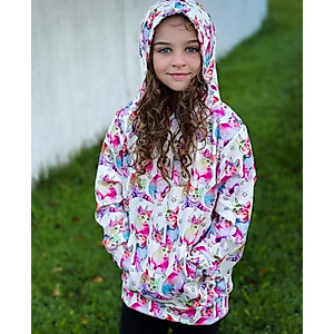 Cat Girls Boys Hoodies 9T Kids Novelty Blue and Pink Kitten Hooded for Child Size 10-12 3D Print Purple Yellow Green Unicorn Tracksuit 11 Years Teens Long Sleeve Tracksuit Juniors Sports Sweater