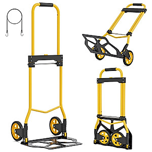 Oarlike Hand Truck, 220 lbs Capacity Dolly Cart with Silent Wheels, Industrial Folding Dolly for Moving, Transport in Warehouse, Supermarket, Garden, Home