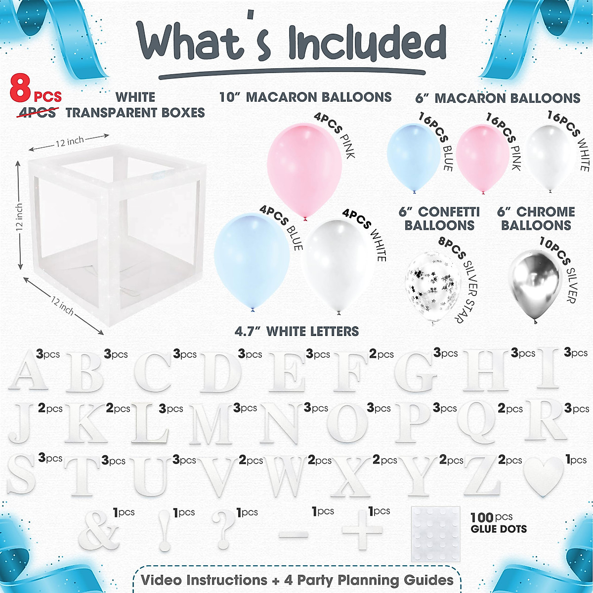 Gold Baby Boxes with Letters for Baby Shower | Baby Blocks for Baby Shower | Baby Balloon Boxes with Letters | Baby Shower Boxes | Baby Shower Blocks Decoration | Baby Decorations for Baby Shower