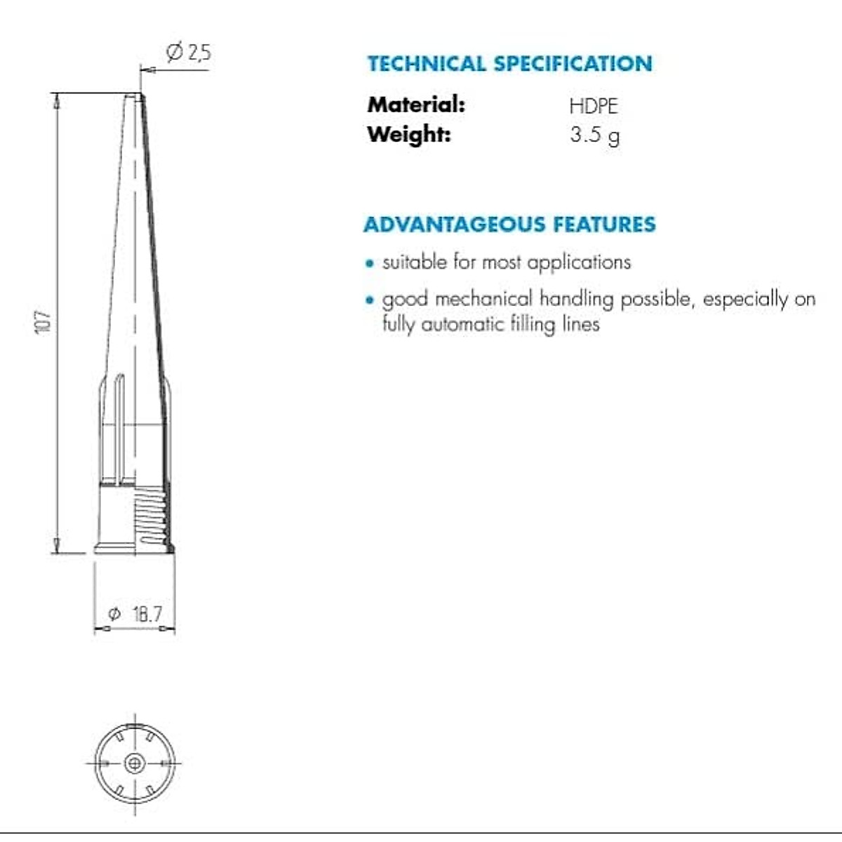 Replacement Screw on Caulk Tube Nozzles 4.25" Natural Color 20-Pack