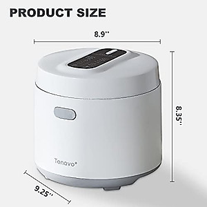 Tenavo Small Rice Cooker 3 Cups Uncooked,1.6L Rice Cooker Small, Portable Rice Cooker Small for 2-4 People, Mini Rice Cooker, Multi-cooker for Brown Rice, White Rice, Quinoa, Steel Cut Oats, and Grains, Touch Control, 400W, Black