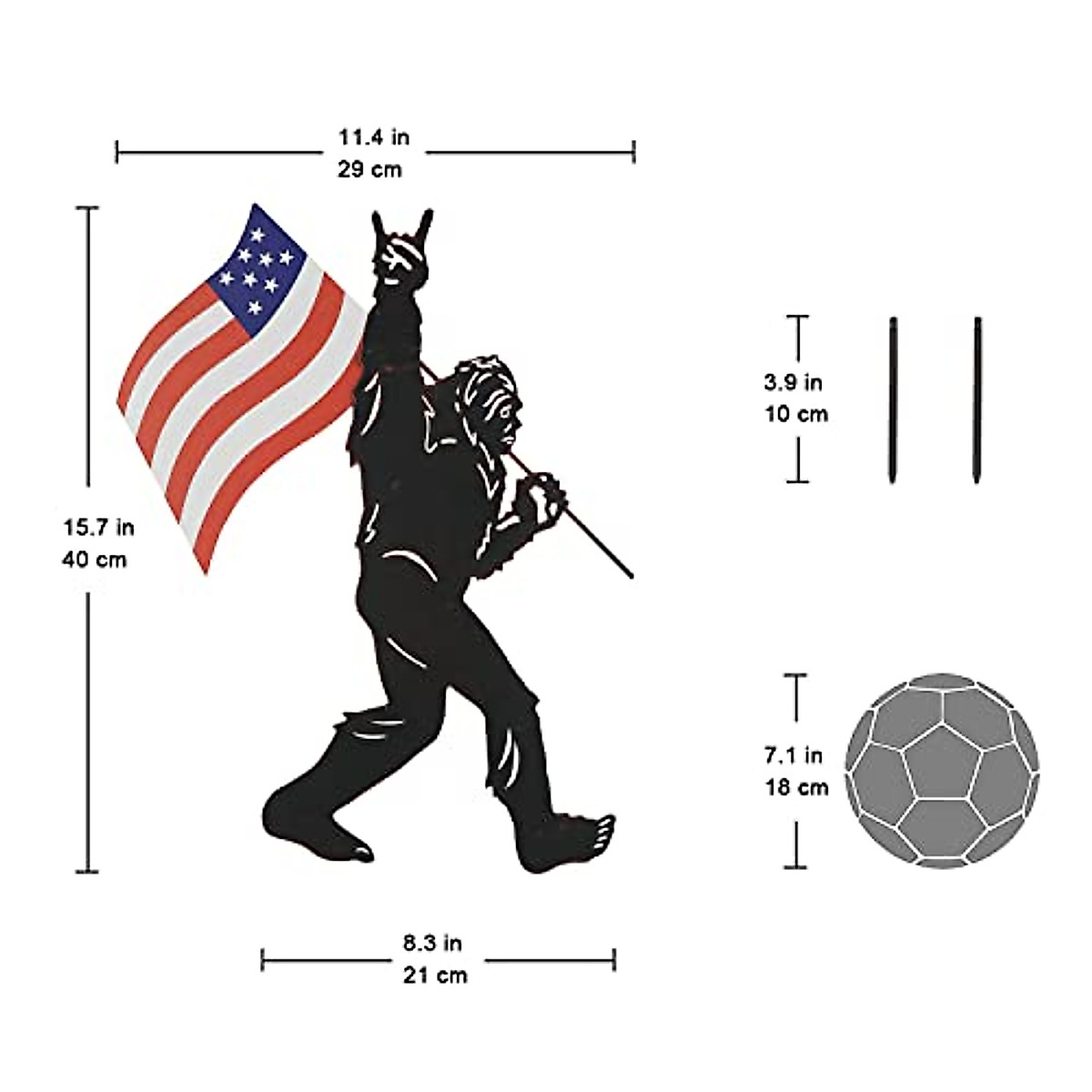 Bigfoot Garden Patriotic Decor Metal Stake - Big Foot Sasquatch Gifts Yard Art Decorative Garden Stakes Bigfoot Statue for Yard Decor, Outdoor, Patio, Outside, Lawn Decorations, Idea Garden Gifts