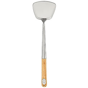 TableCraft Wok Spatula with Bamboo Handle, 14.5-Inch, Stainless Steel