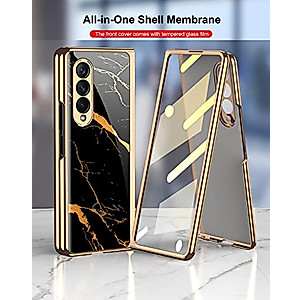 SHIEID Samsung Z Fold 3 Case with Screen Protector, Z Fold 3 Case Ligth Luxury Customization Tempered Glass Phone Case Protective Cover for Samsung Galaxy Z Fold 3 5G, Mechanic