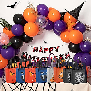 YHCHLHFF 18 Pcs Trick or Treat Bags Halloween Goodie Bags Reusable Non Woven Bags With Handles Halloween Candy bags Party Supplies