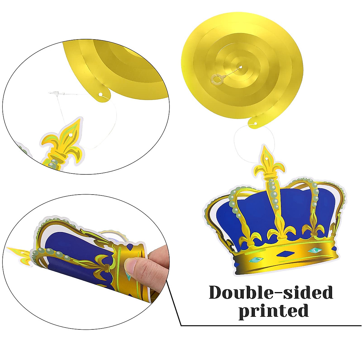 53 Pieces Royal Blue Prince Baby Shower Hanging Decorations Baby Prince Hanging Swirls Royal Baby Shower Hanging Streamers for Kids Boys Baby Shower Birthday Party Supplies Decor