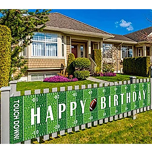 Large Football Happy Birthday Party Banner, Game Day Sports Party Decorations, Football Photo Backdrop Hanging Decorations(9.8 x 1.6 feet)