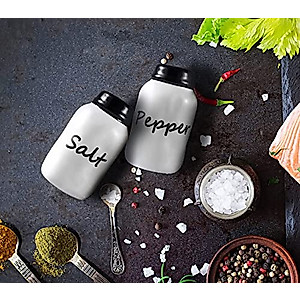 Salt and Pepper Shakers Set - Ceramic Salt and Pepper Shakers, Adorable Salt and Pepper Set for Kitchen Decor, Perfect for Cooking, RV, BBQ, Set of 2, 4 OZ