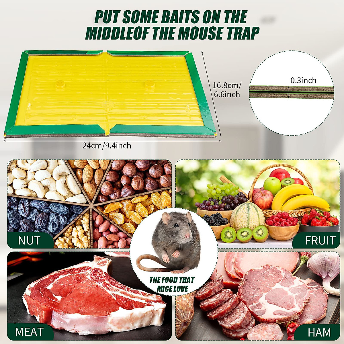 30 Pcs Mouse Traps Mouse Glue Traps with Enhanced Stickiness Sticky Traps for Mice, Rats Sticky Pads Mouse Glue Boards Pest Control Traps for House Indoor Outdoor Easy to Set (30 Pcs, 9.4'' x 6.6'')