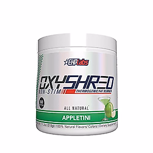 EHPlabs OxyShred Non-Stimulant Shredding Supplement - Promotes Shredding, Energy Booster, Pre-Workout, Mood Booster - Appletini, 60 Servings